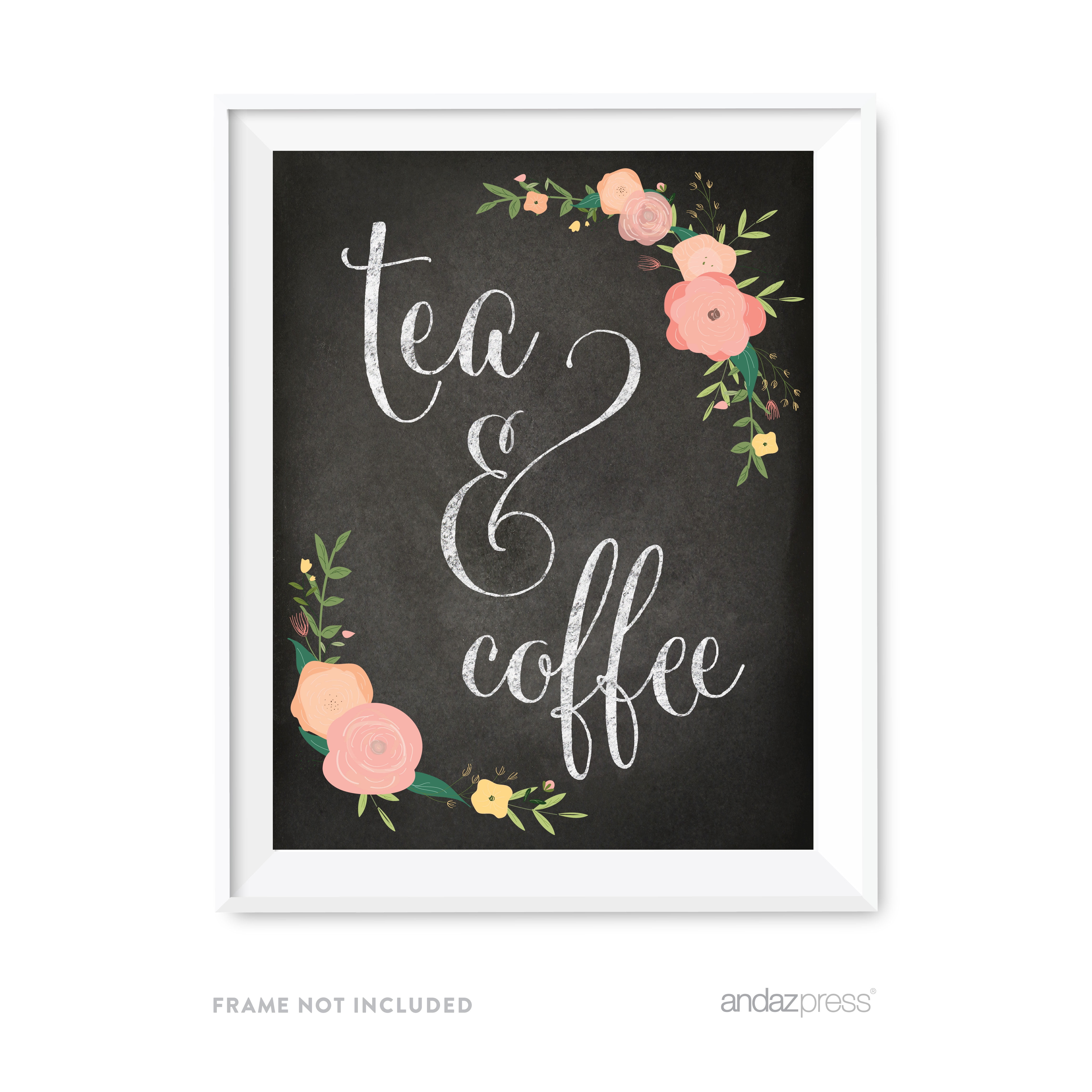 Tea & Coffee Chalkboard & Floral Roses Wedding Party Signs - Walmart.com