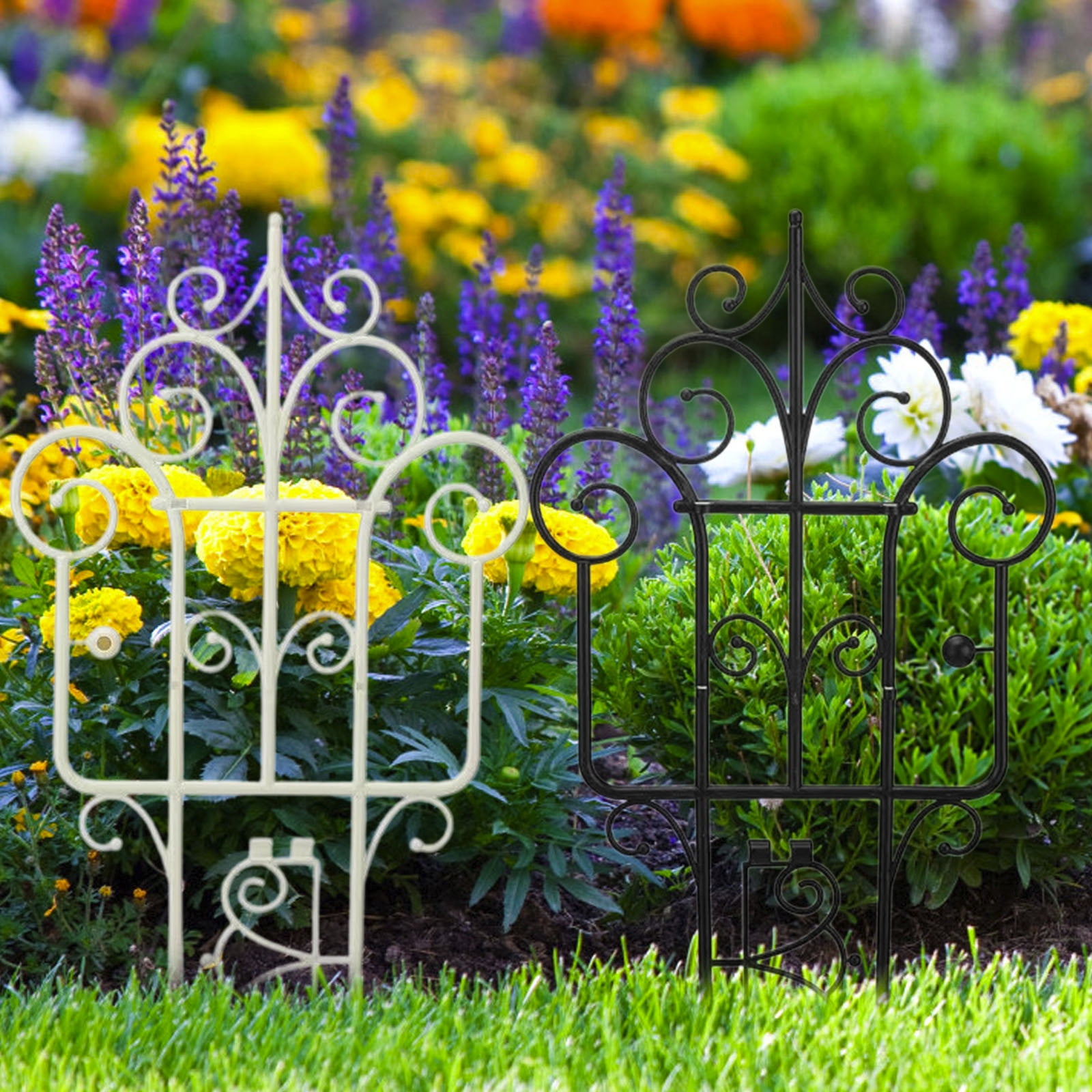 mfyjkho Valla de jardín apilable de plástico blanco o negro para ...