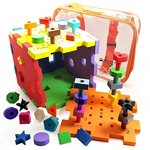 Shape Sorter Activity Cube Peg Board Set Busy Box by Skoolzy - Walmart ...