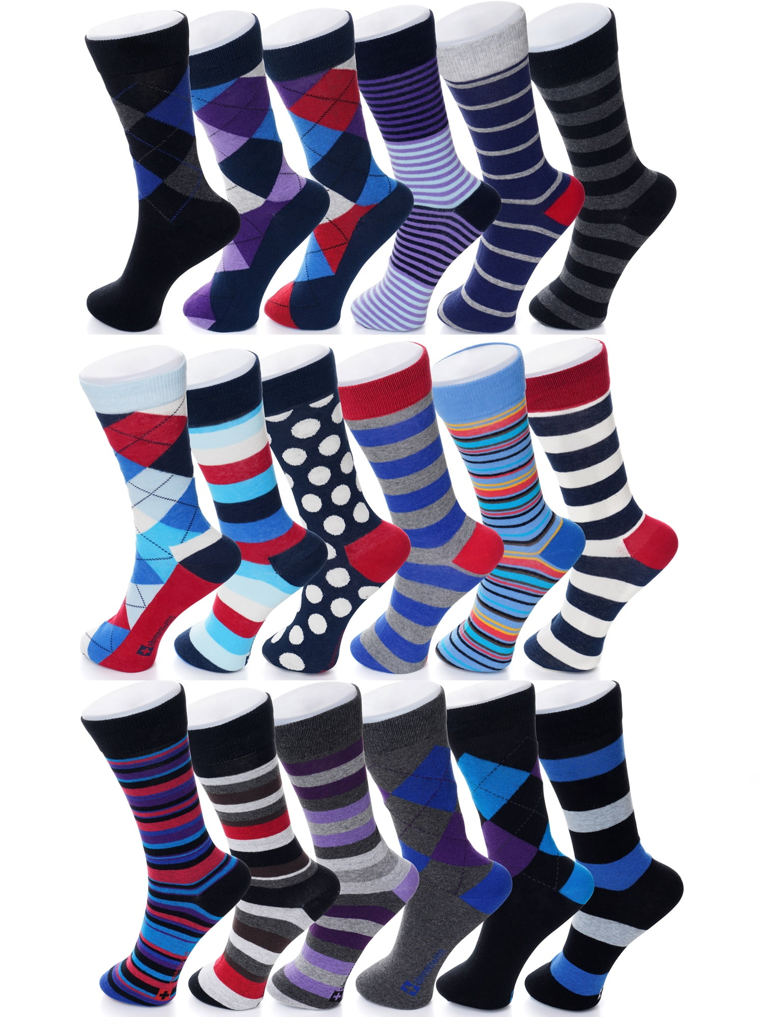 Alpine Swiss Mens Multi Pack Cotton Dress Socks Mid Calf Argyle Pattern ...