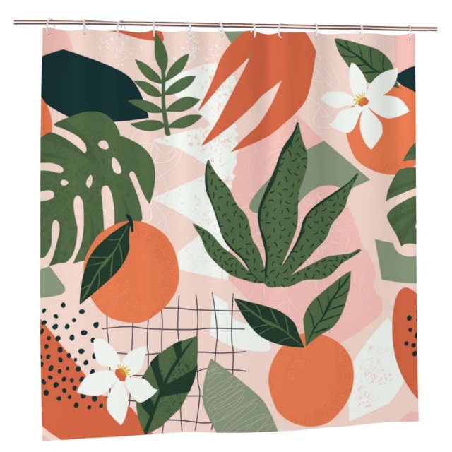 Joocar Abstract Boho Floral Shower Curtain Modern Aesthetic Plant