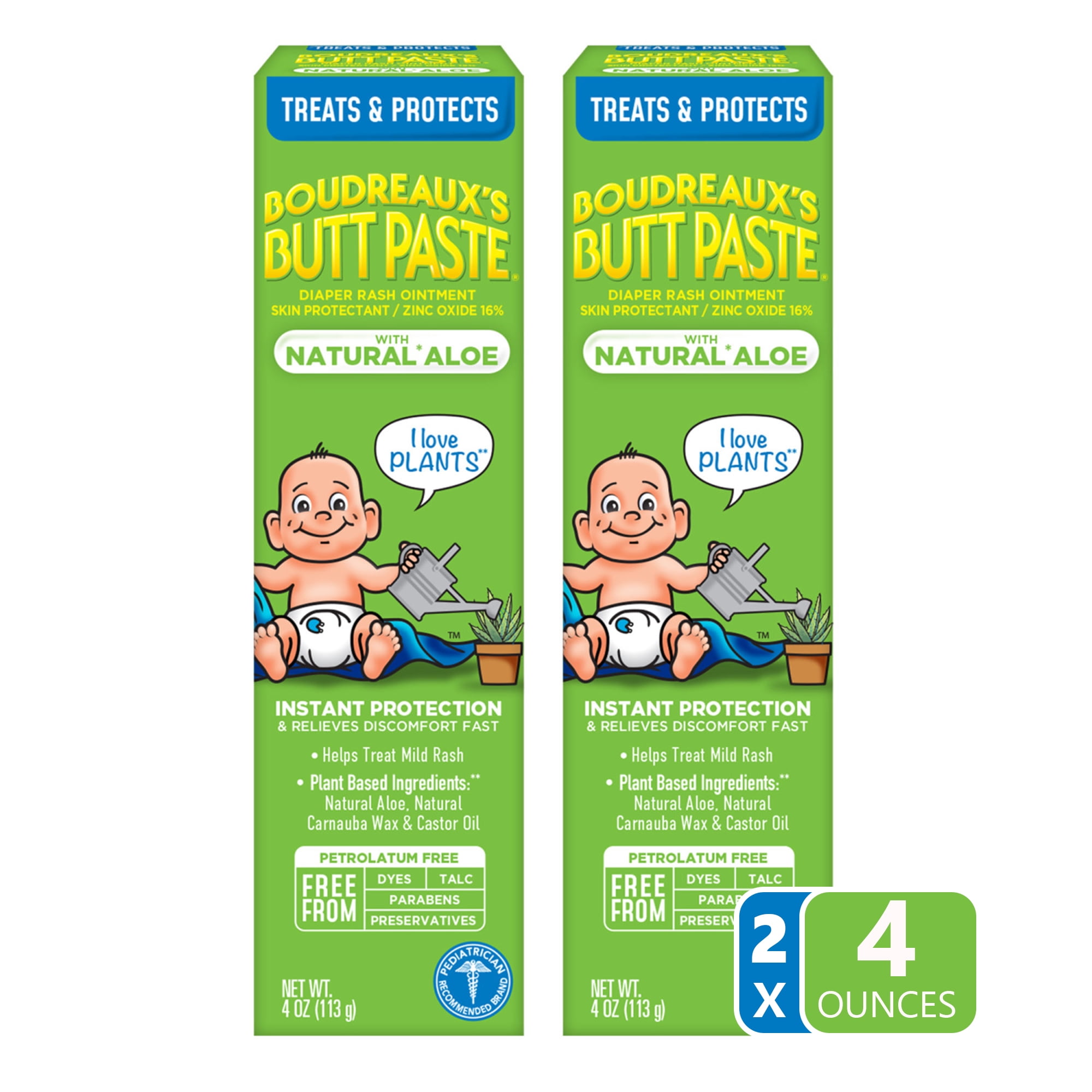 Boudreaux's Butt Paste with Natural* Aloe, Baby Diaper Rash Cream ...