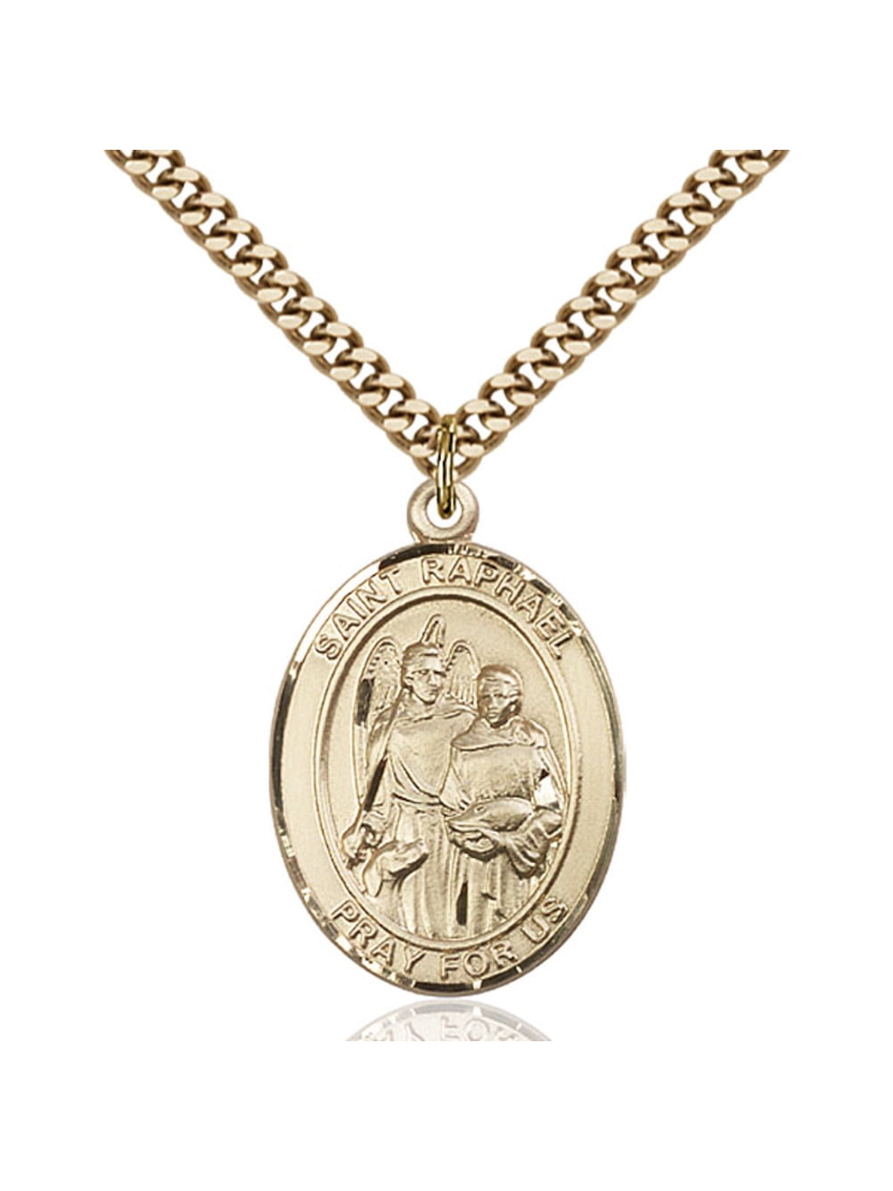 Gold Filled St. Raphael the Archangel Pendant 1 x 3/4 inches with Heavy ...