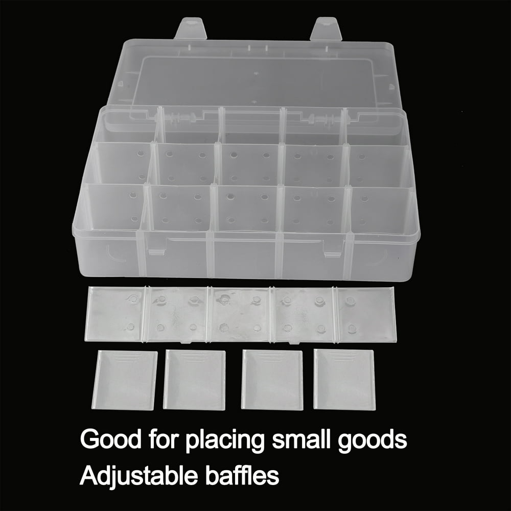 Plastic Grid Storage Box 15 Grids Clear Storage Transparent Container ...