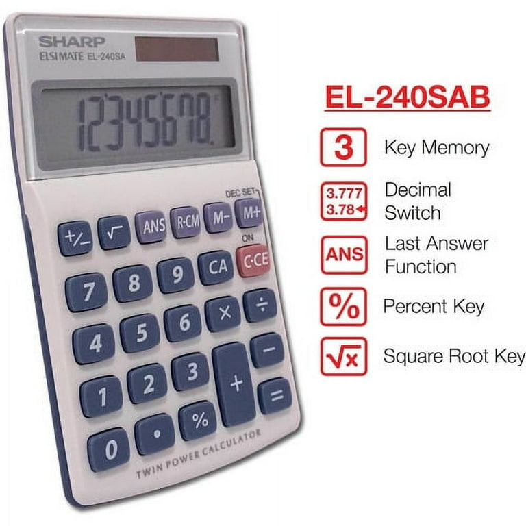 Sharp Calculators EL-240SAB 8-Digit Handheld Calculator, 51% OFF