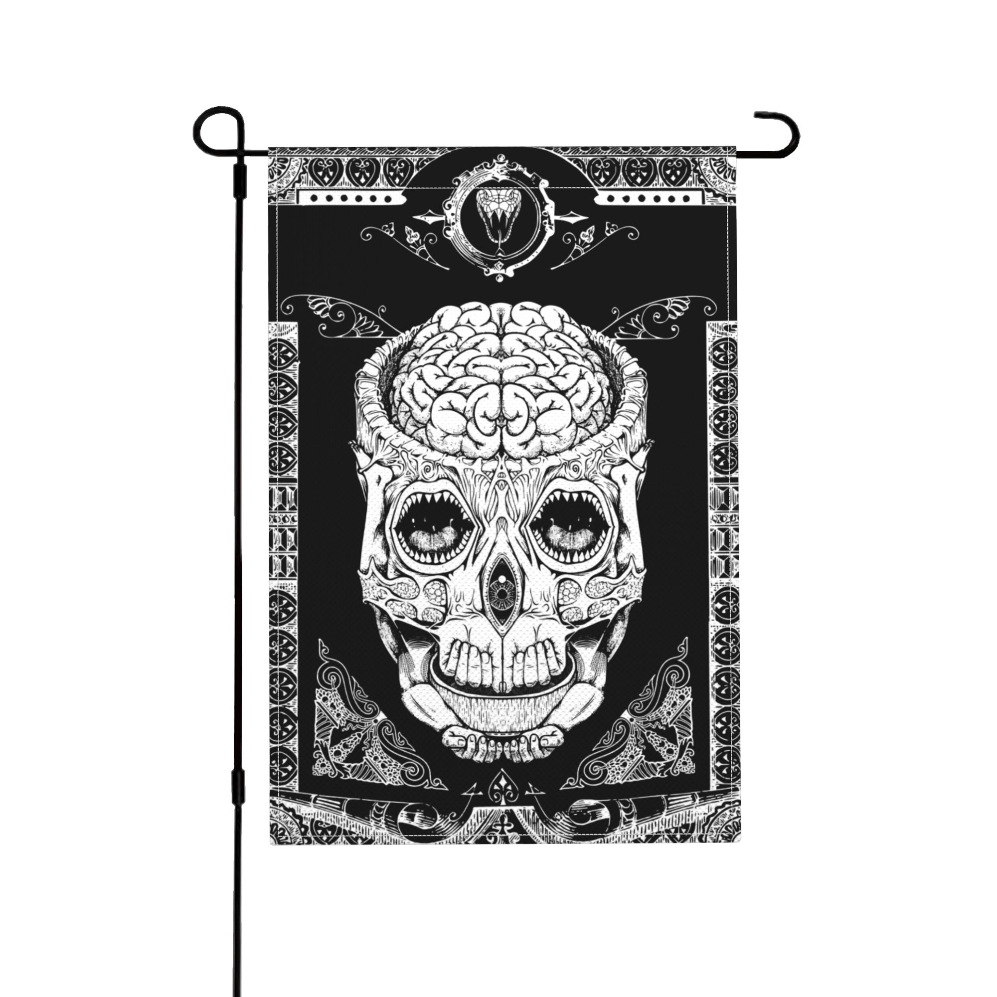 TEQUAN Abstract Frame Skull Brain Garden Flags, 18 x 12 inch Double ...