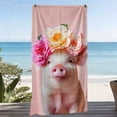 1 pack, flower crown shape cute piggy pattern oversized soft beach bath ...