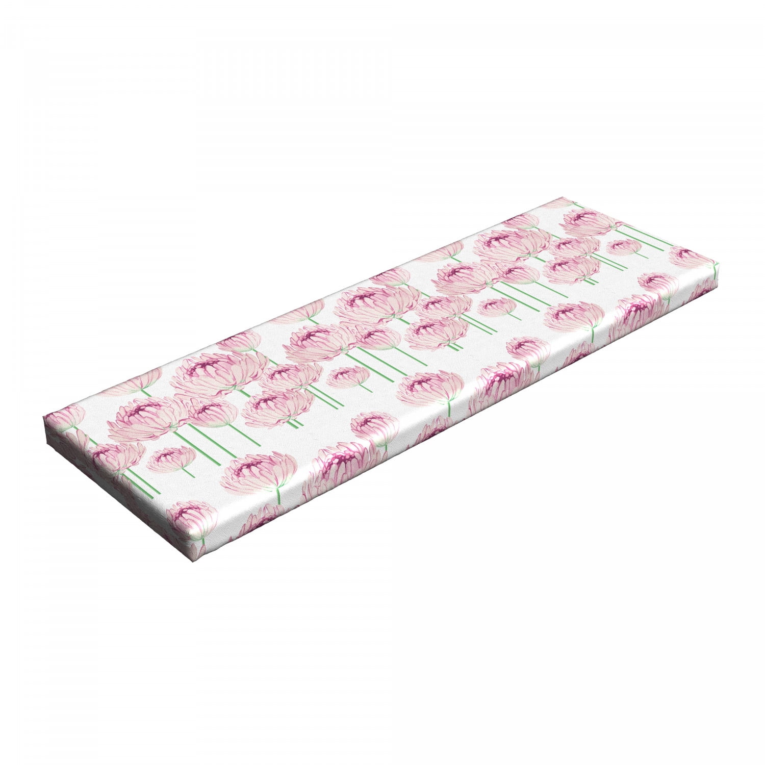 Floral Bench Pad, Romantic Watercolor with Tender Peony Flowers in ...