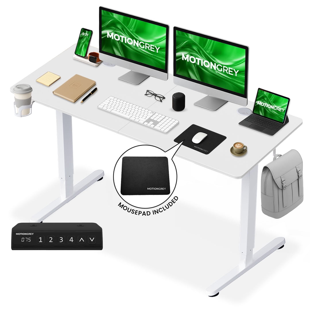 MotionGrey - Ergo2 Electric Standing Desk with Mousepad, 4-Preset ...