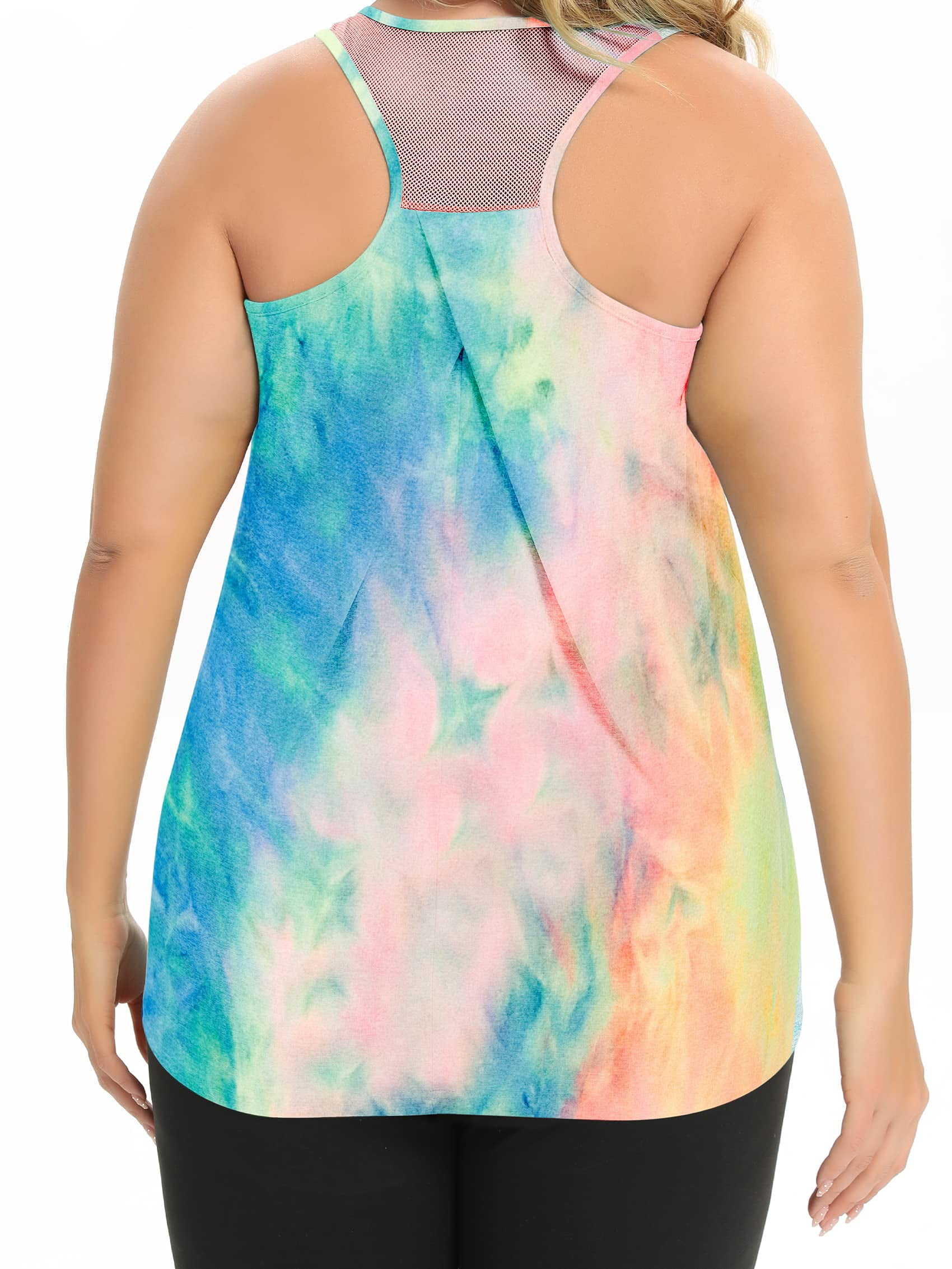 TIYOMI Plus Size Women's Rainbow Tie Dye Tank Tops 2X Racerback ...