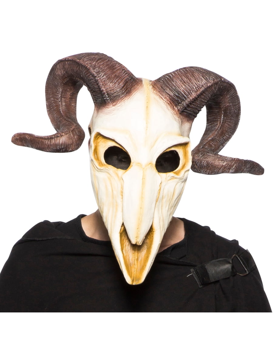 Seeing Red Adult's Undead Skeleton Ram Skull Animal Mask Costume ...