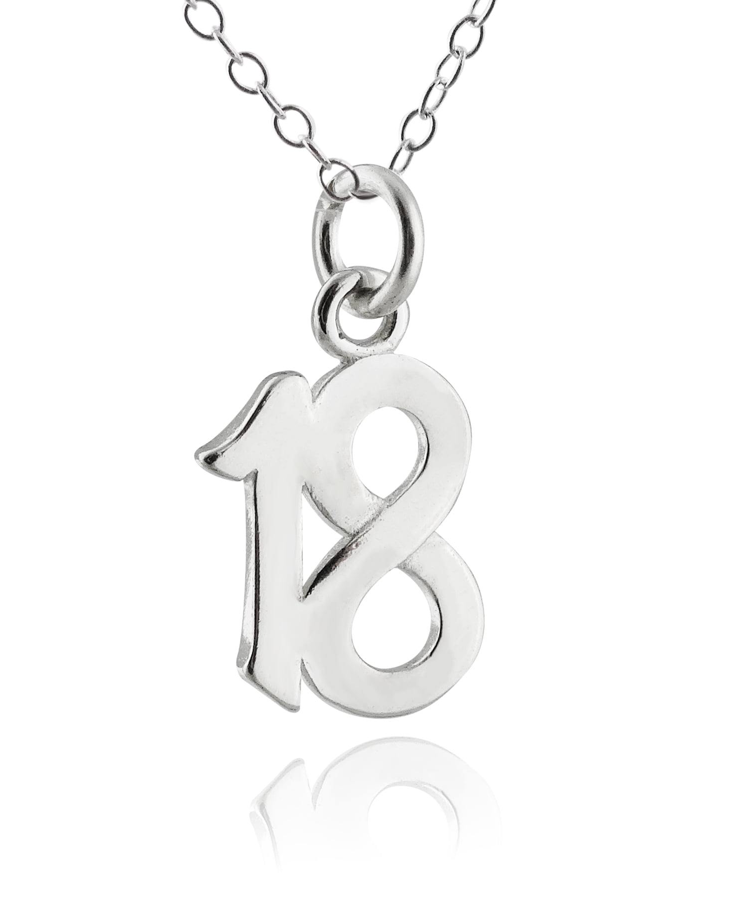 Sterling Silver Number 18 Eighteen Charm Necklace, 18" Chain - Walmart.com