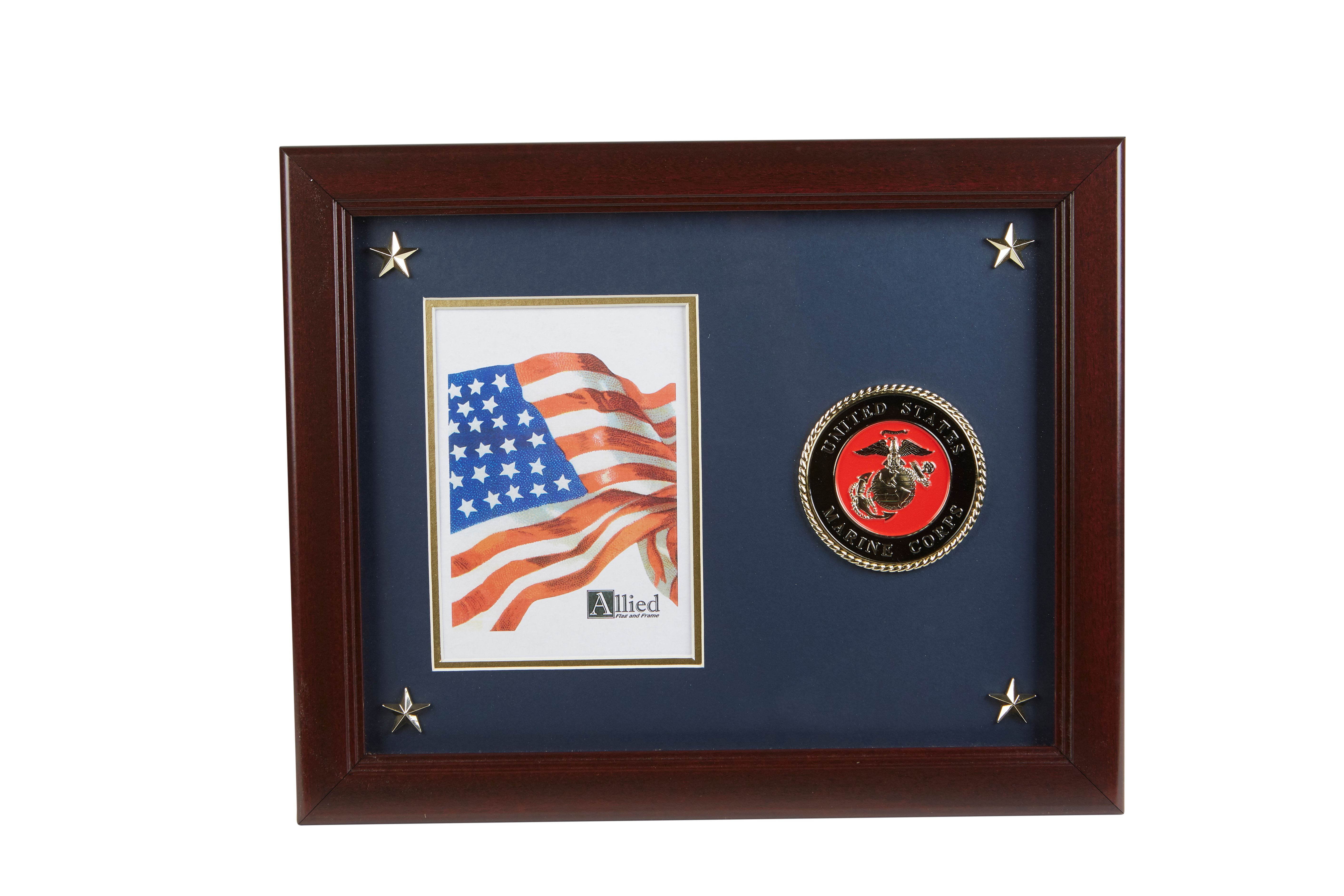 Allied Frame US Marine Corps Picture Frame with Medallion and Stars - 5 ...