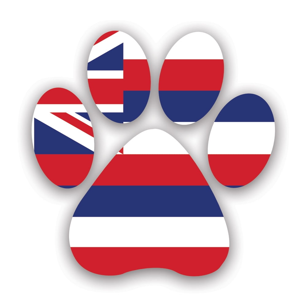 Hawaii State Paw Print Shaped Sticker Decal - Self Adhesive Vinyl ...