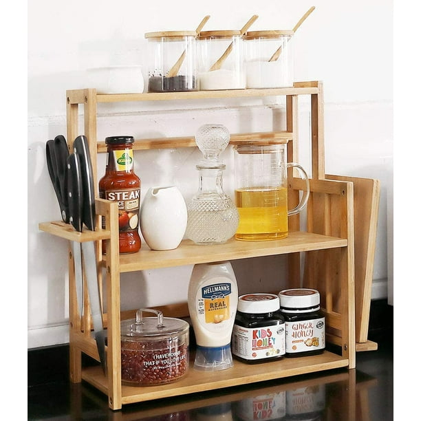 Bamboo Spice Rack Storage Shelves 3 Tier Organizer - Walmart.com