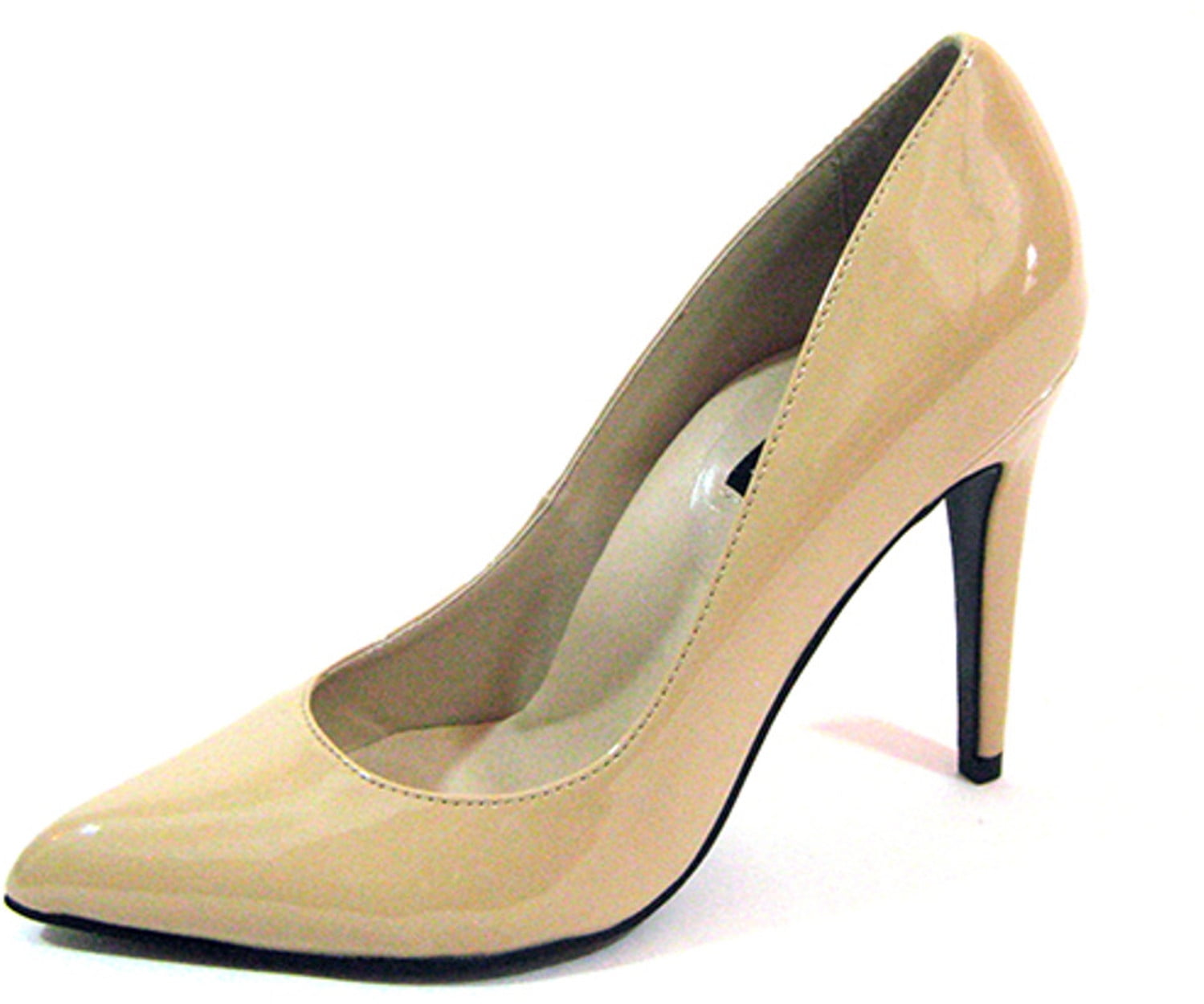 Highest Heel Womens 4" Plain Pump Nude Patent PU Shoes - Walmart.com