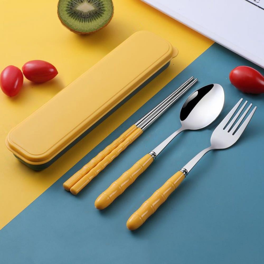 Reusable Utensils with Case, Travel Portable Fork Spoon Chopsticks Set ...