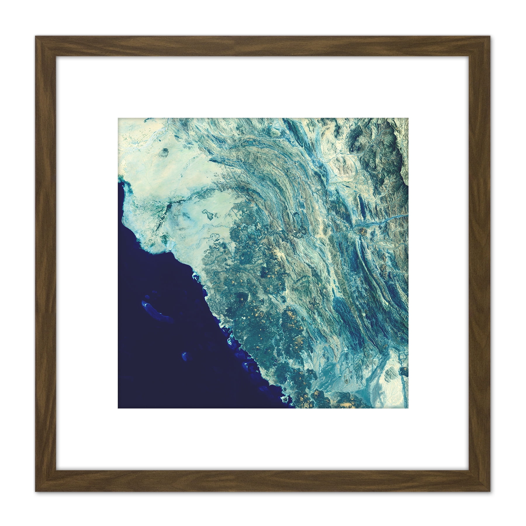 Abstract Blue Swirl Earth 8X8 Inch Square Wooden Framed Wall Art Print ...