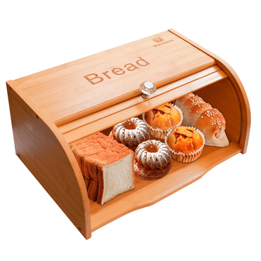 Free Shipping! Double Layer Bamboo Bread Box, Large Storage Box for ...