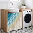 Abstracts Sandy Beach Cabinet Curtains 35" W x 35" L Teal Blue Beige ...