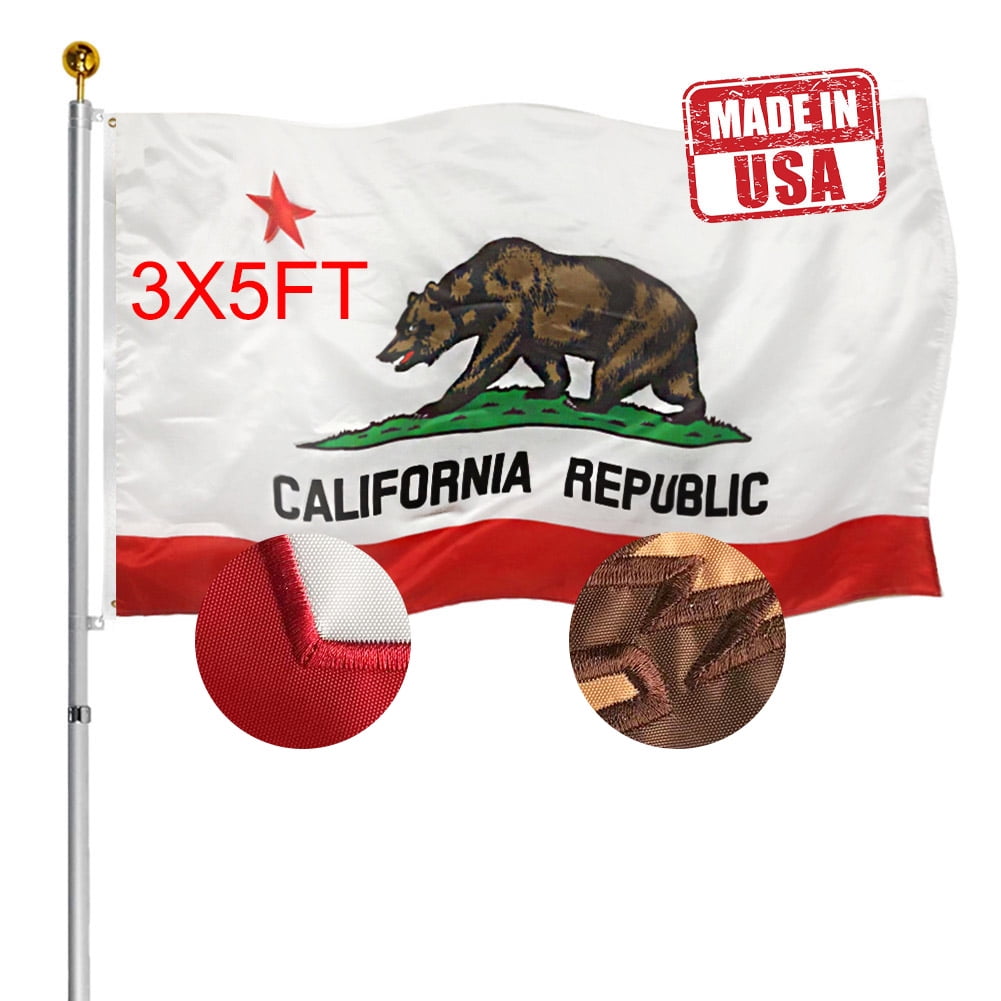 Embroidery Double Sided California Flag 3x5 FT Outdoor- 340D Heavy Duty ...
