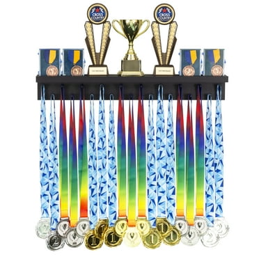 Medal Awards Rack Trophy Shelf and Award Display Rack (36" White) Medal ...