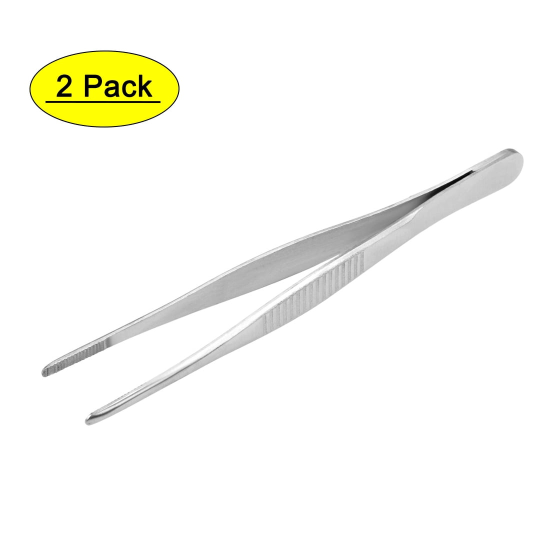 Uxcell 4.92''x0.39'' Tweezer Straight Round Serrated Tip Stainless ...
