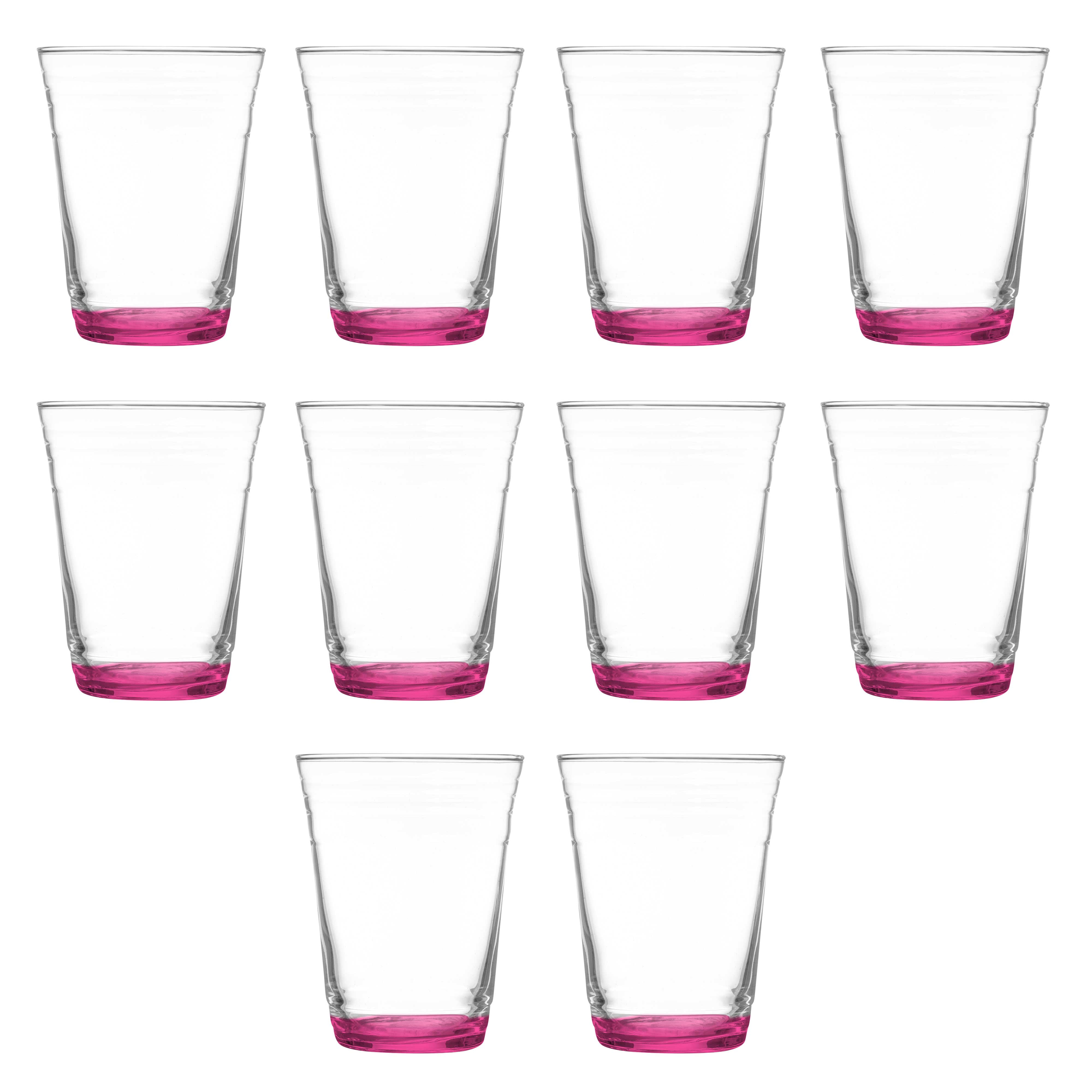 10 ARC Clear Glass Pint Cups Set, 16 oz. - Mixing, USA Made - Pink ...