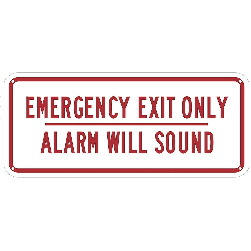 Emergency EXIT ONLY Alarm Will Sound Sign (Reflective,Aluminium, White ...