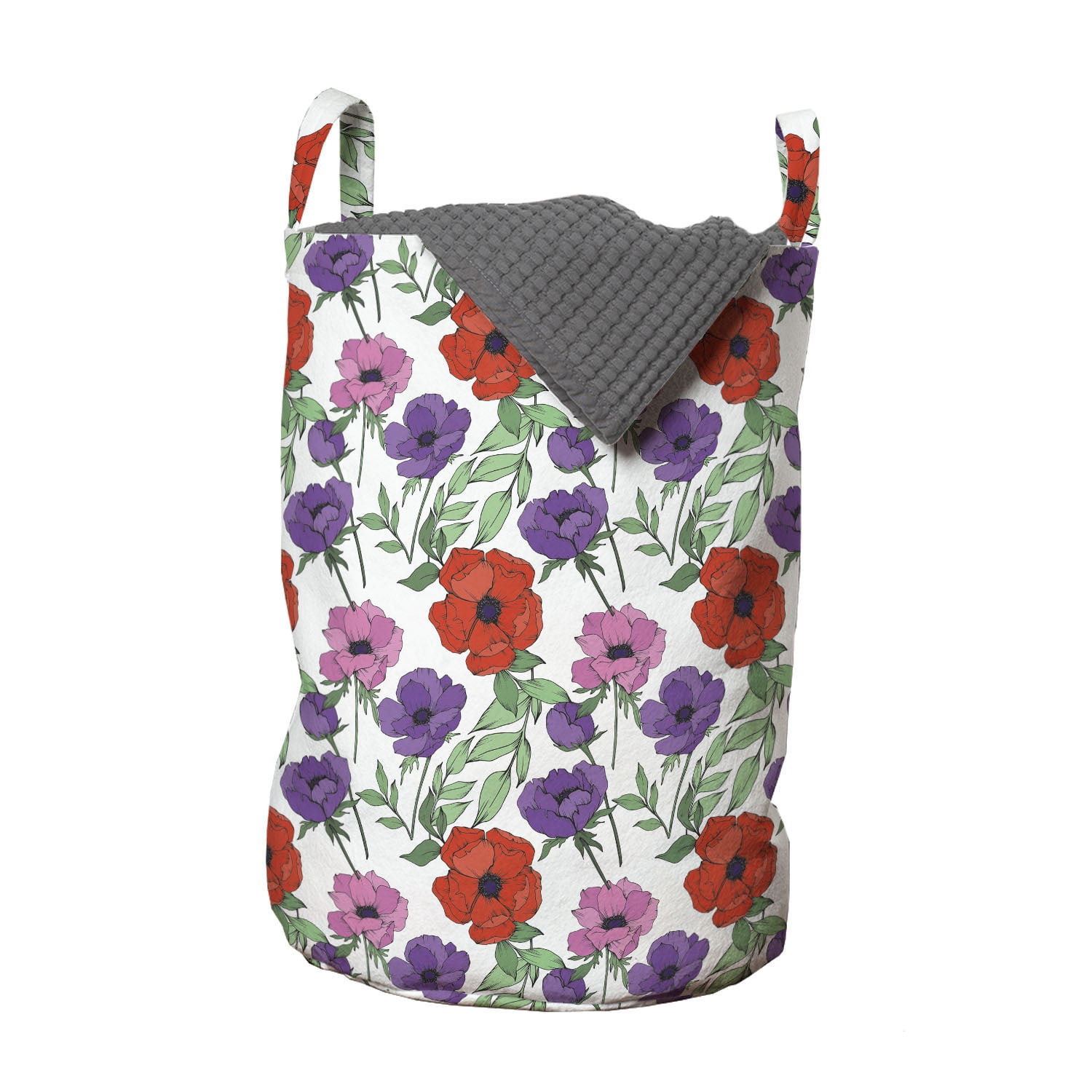 Flowers Laundry Bag, Floral Theme Natural Motifs Along Botanical Pink ...