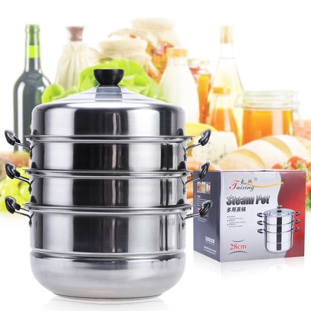Mirror wind 28cm 4ps Steamer Cooker Pot Set Pan Cook Food Glass Lids 3 ...