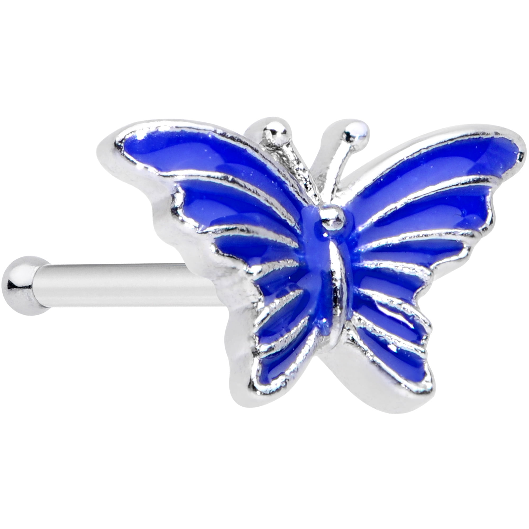 Body Candy Womens 20G Steel Nose Ring Blue Butterfly Nose Stud Nose ...