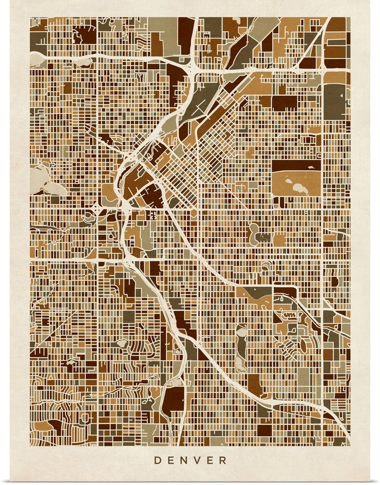 Chalkboard Canvas Denver City Map Decor Denver Map Print Poster Wall ...