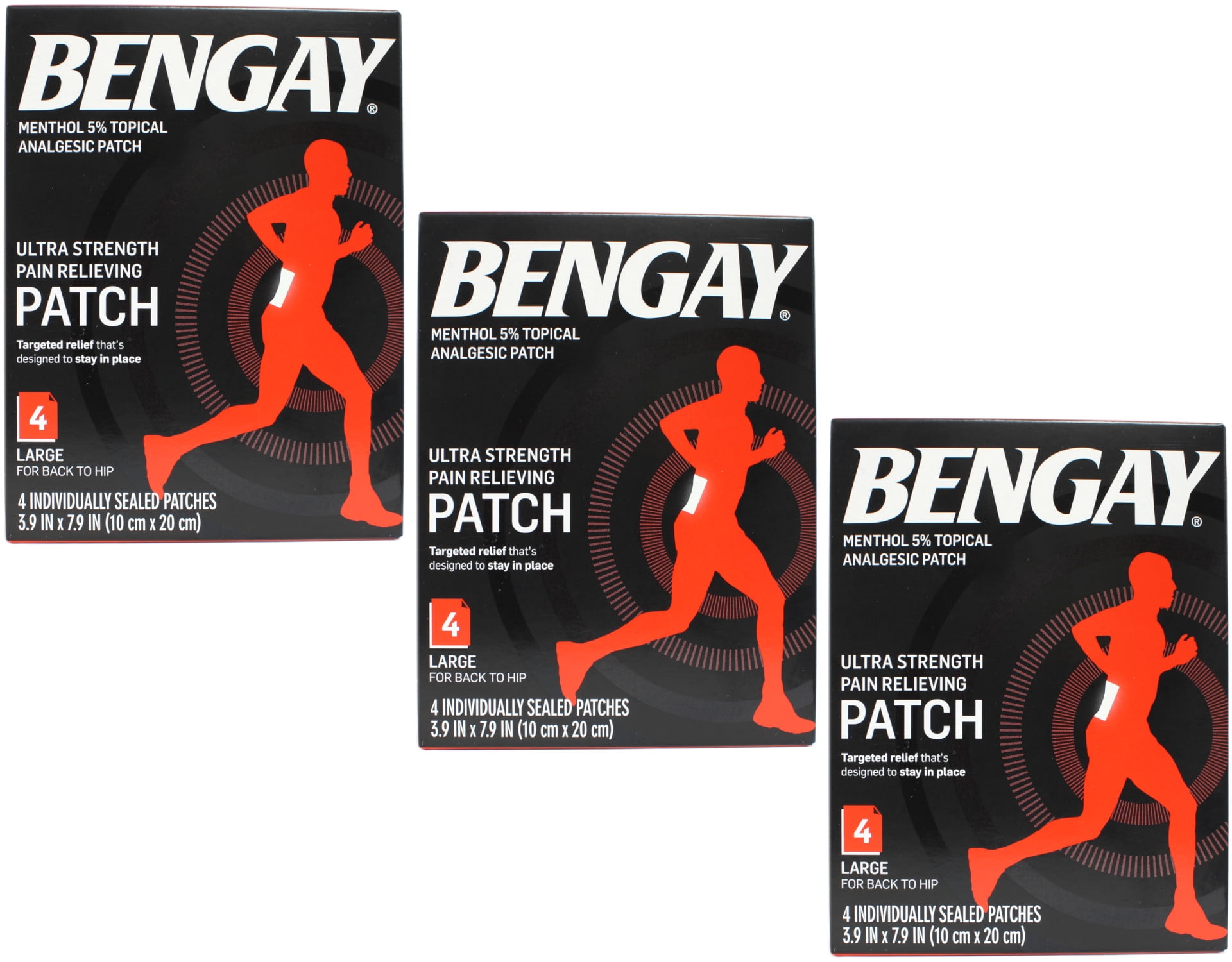 3 Pack - Bengay Ultra Strength, Pain Relieving Patch, Large Size, 4 ...