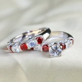 Red Matching Ring Couple Rings White Gold Plated 1CT CZ Women Wedding ...