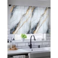 Abstract Sheer Curtains 45 Inch Long 1 Panel Grey White Marble Texture ...