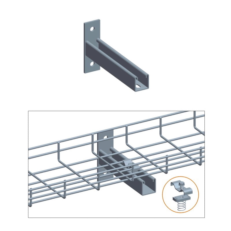 Cable Tray T Wall Holder with Clamp Set, 12", Zinc - Walmart.com