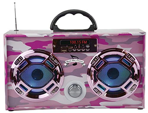 Mini Boombox with LED Speakers -Retro Bluetooth Speaker w/Enhanced FM ...