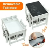 Shininglove Kids Wood Table & 2 Chairs Set, 3 in 1 Children Activity ...