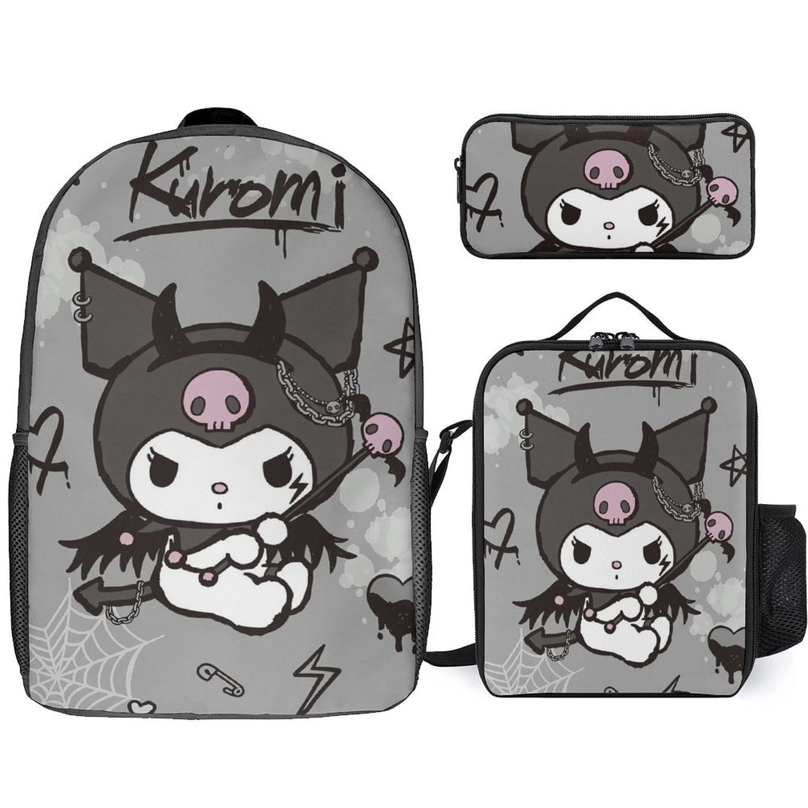 Kuromi Backpack with Matching Lunch Boxes and Pencil Case Durable ...