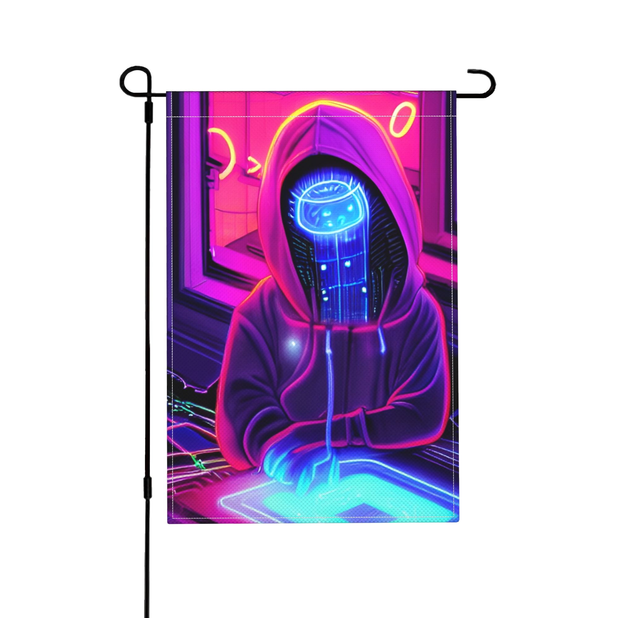 TEQUAN Cyberpunk Robot Hacker Garden Flags, 18 x 12 inch Double Sided ...