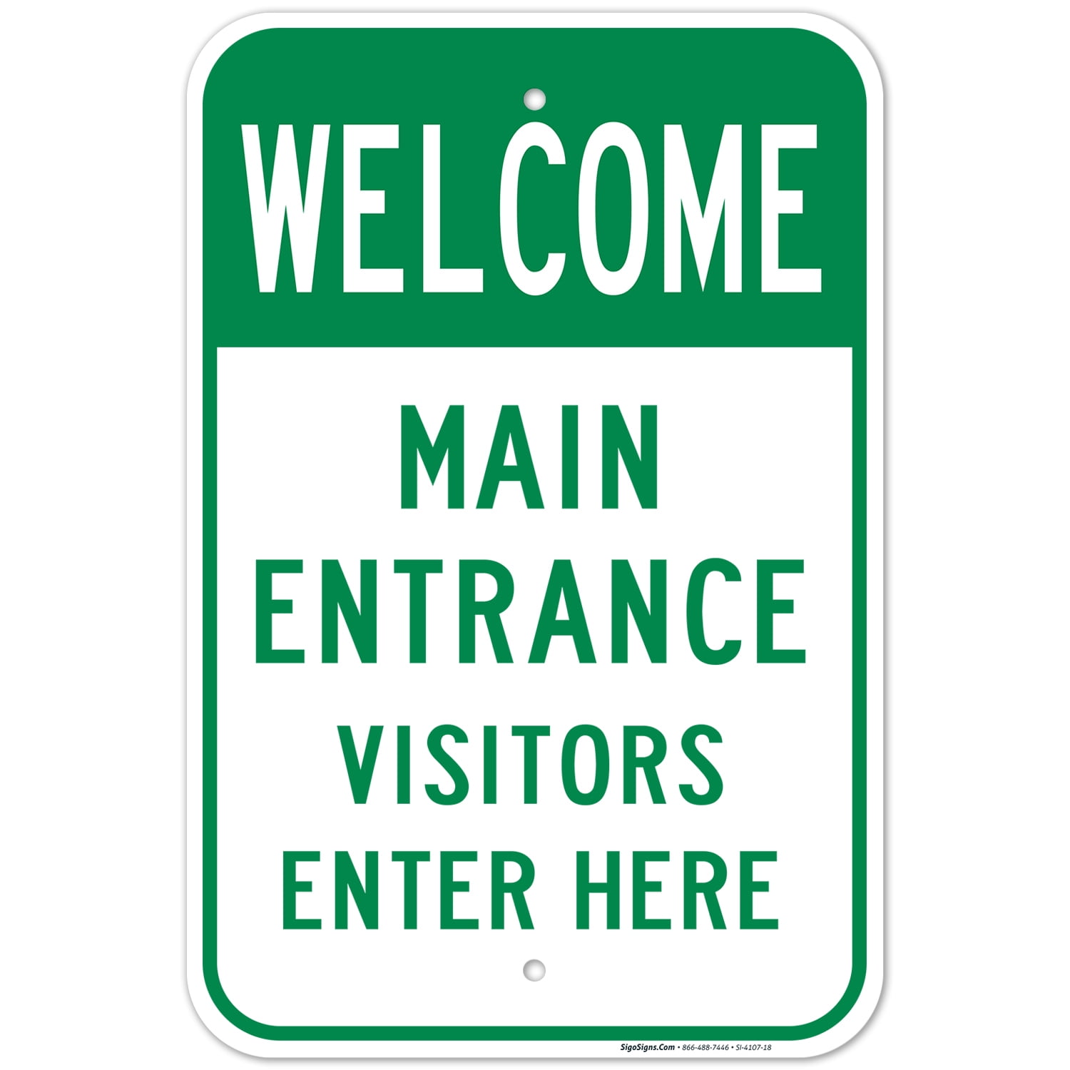 Main Entrance Visitors Welcome Sign, 12x18 Aluminum - Walmart.com