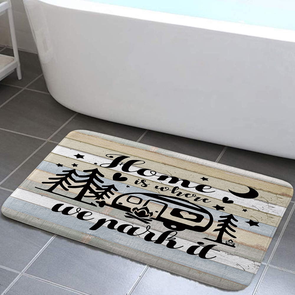 Happy Camper Bath Rugs for Bathroom, Farmhouse Camping Travel Trailers ...