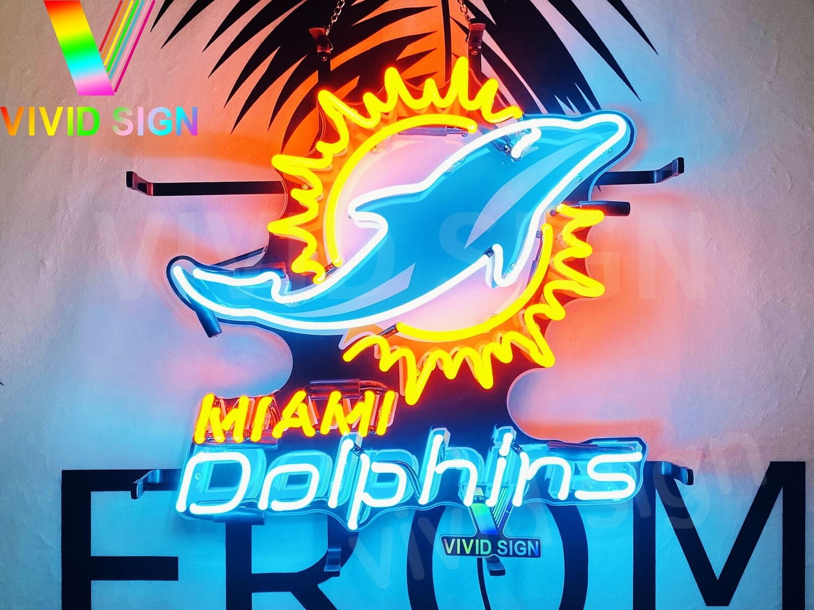 Queen Sense 20"x16" For Miamis Sports Team Dolphins Neon Sign HD Vivid ...