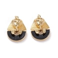 Brass Micro Pave Clear Cubic Zirconia Pendants with Black Enamel Jump ...