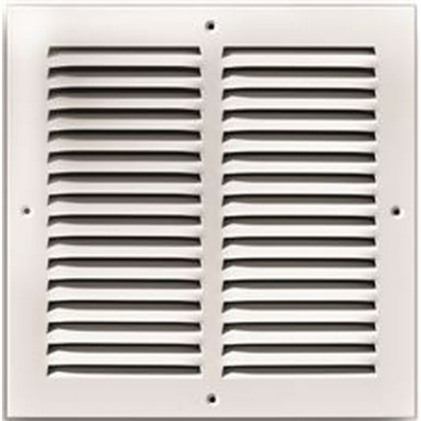 STAMPED FACE RETURN AIR GRILLE, 4 SCREW HOLES, 12 IN. X 12 IN., WHITE ...