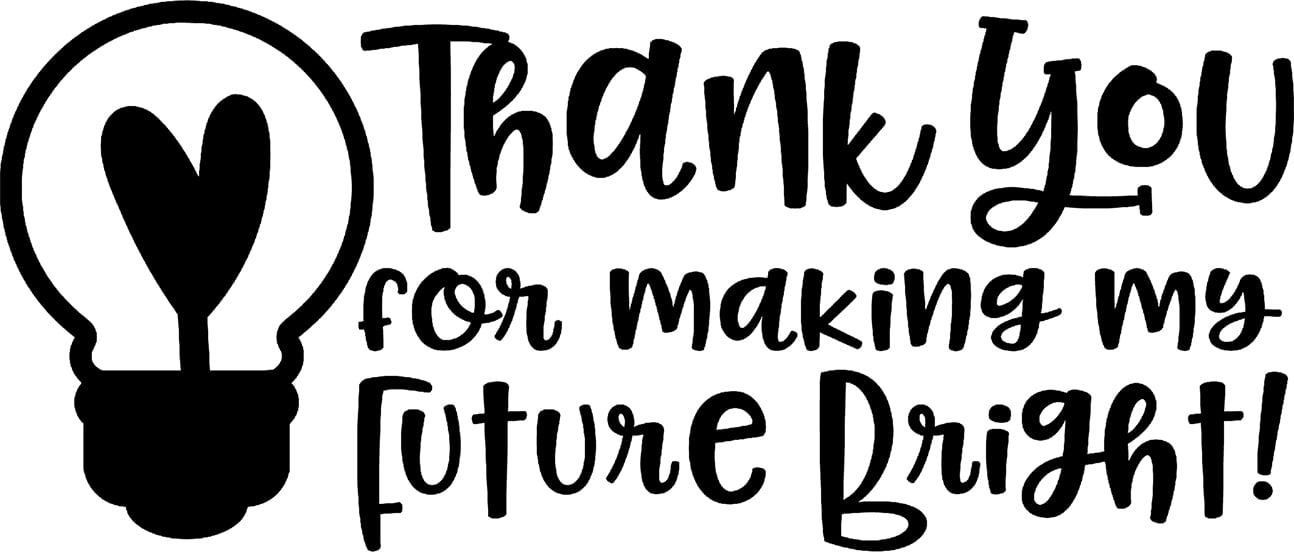 Thank You For Making My Future Bright! Lightbulb Heart Teacher Wall ...