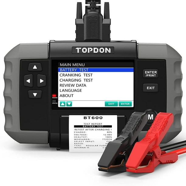Car Battery Tester, TOPDON BT600 12V Battery Tester, 12V/24V Cranking ...