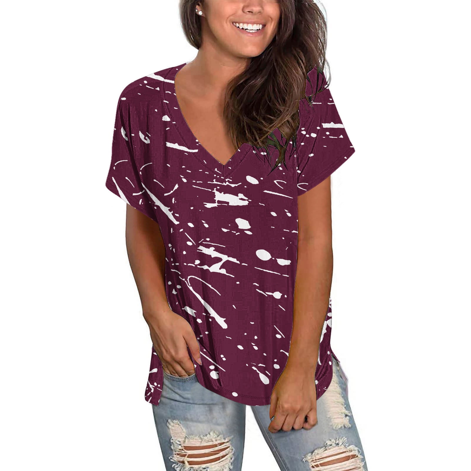 Click here for Zanvin Womens V Neck T Shirts Casual Rolled Short... prices