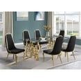 Best Quality Furniture 7pc Tempered Glass Dining Set w Black Velvet ...